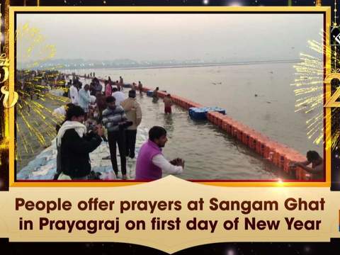 People offer prayers at Sangam Ghat in Prayagraj on first day of New Year