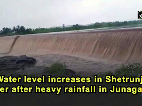 Water level increases in Shetrunji river after heavy rainfall in Junagadh