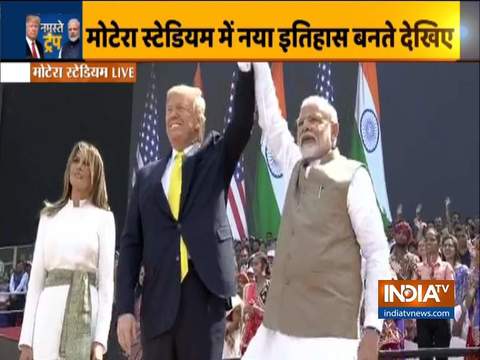 US President Donald Trump and PM Modi at the 'Namaste Trump' event at ...