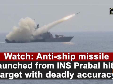 Watch: Anti-ship missile launched from INS Prabal hits target with ...